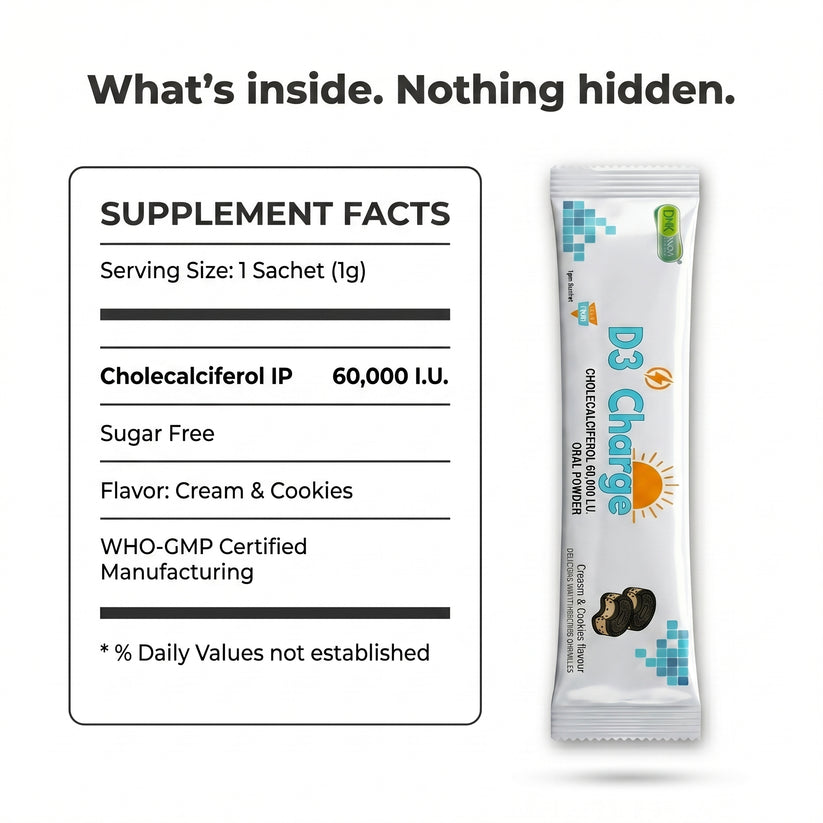 D3 Charge Vitamin D3 60,000 I.U. | Mouth-Melting Oral Powder 12 Sachet ...